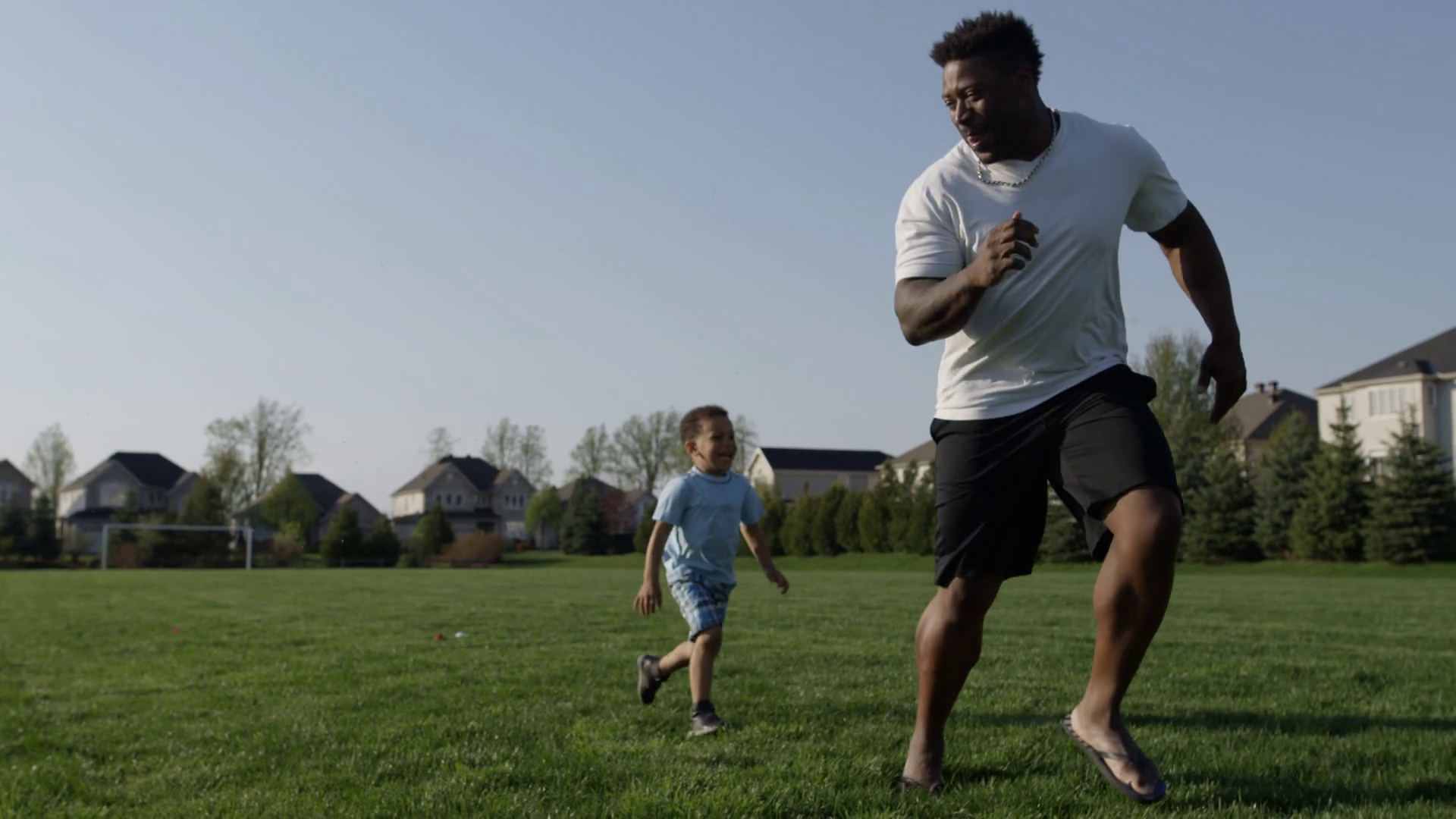 Family Sports Dad Kids Playing Football Stock Footage SBV-347718944 ...
