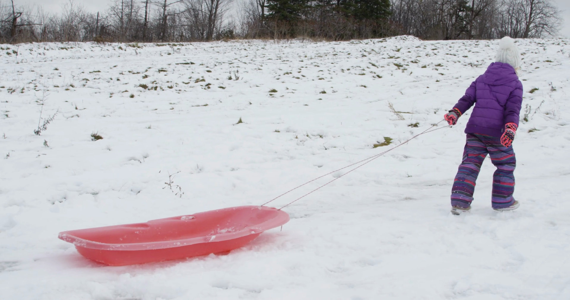 Family Winter Sliding Girl Pulling Sled Up Stock Footage SBV-347718797 ...