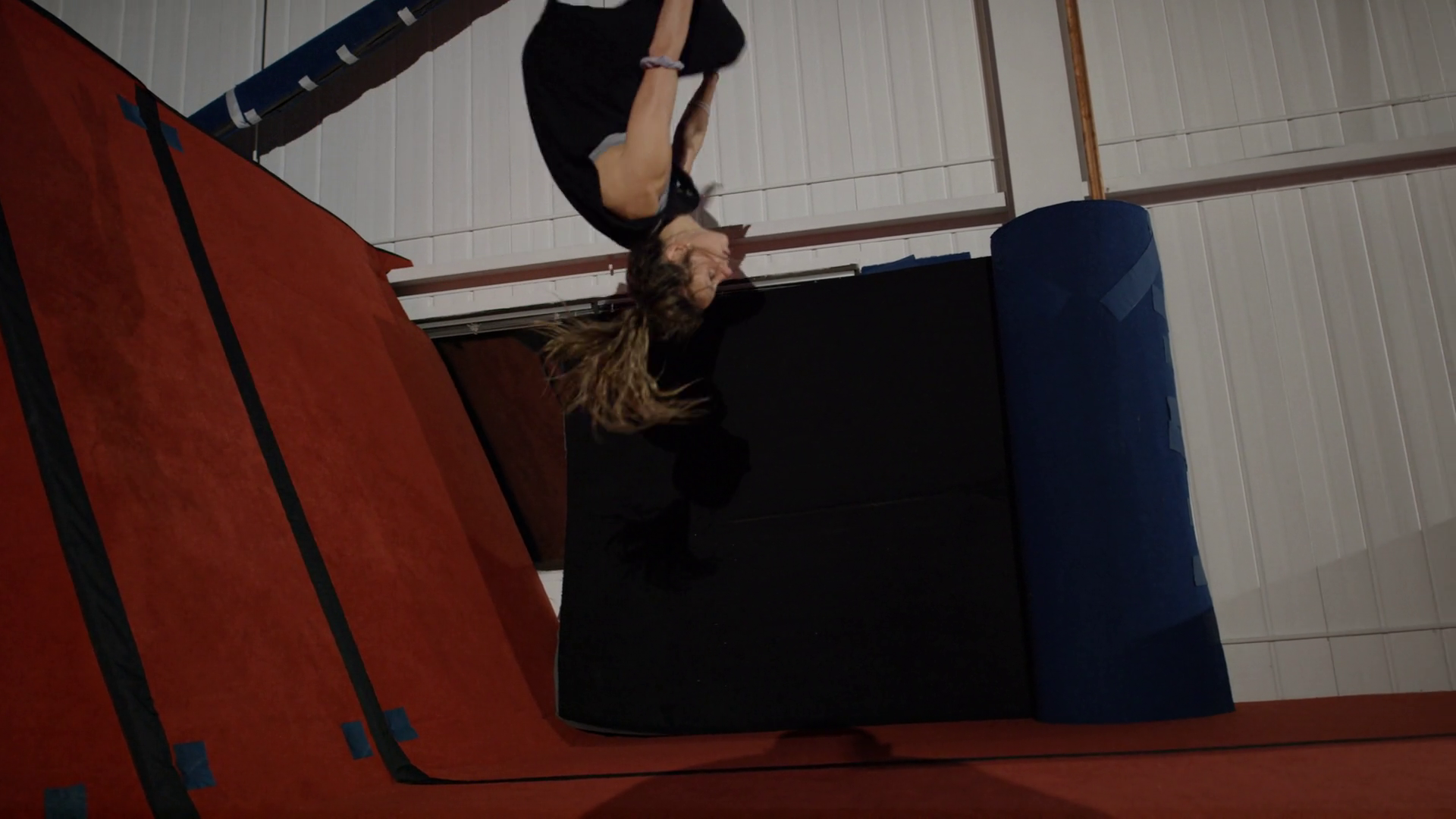 Female Athlete Flipping Off Of Wall In Slow Stock Footage SBV-348789245 ...