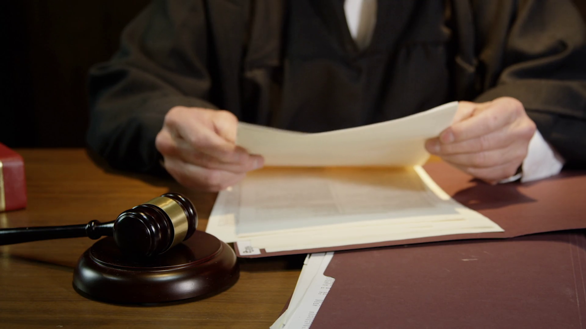 Judge Closes Up Folder Hammers Gavel To End Stock Footage SBV-348391726 ...