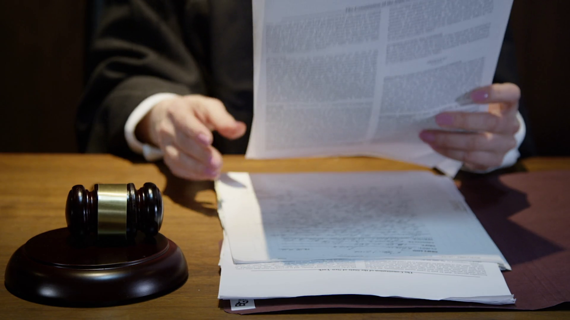 Judge - Woman On Bench Reviewing Documents Stock Footage SBV-348391720 ...