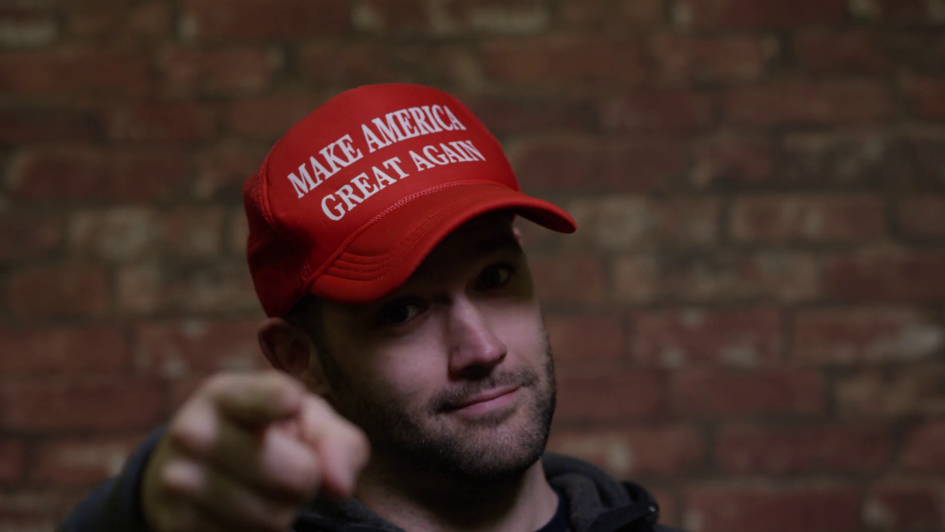 Maga Close Up Trump Supporter Wearing Red Hat Stock Footage SBV ...