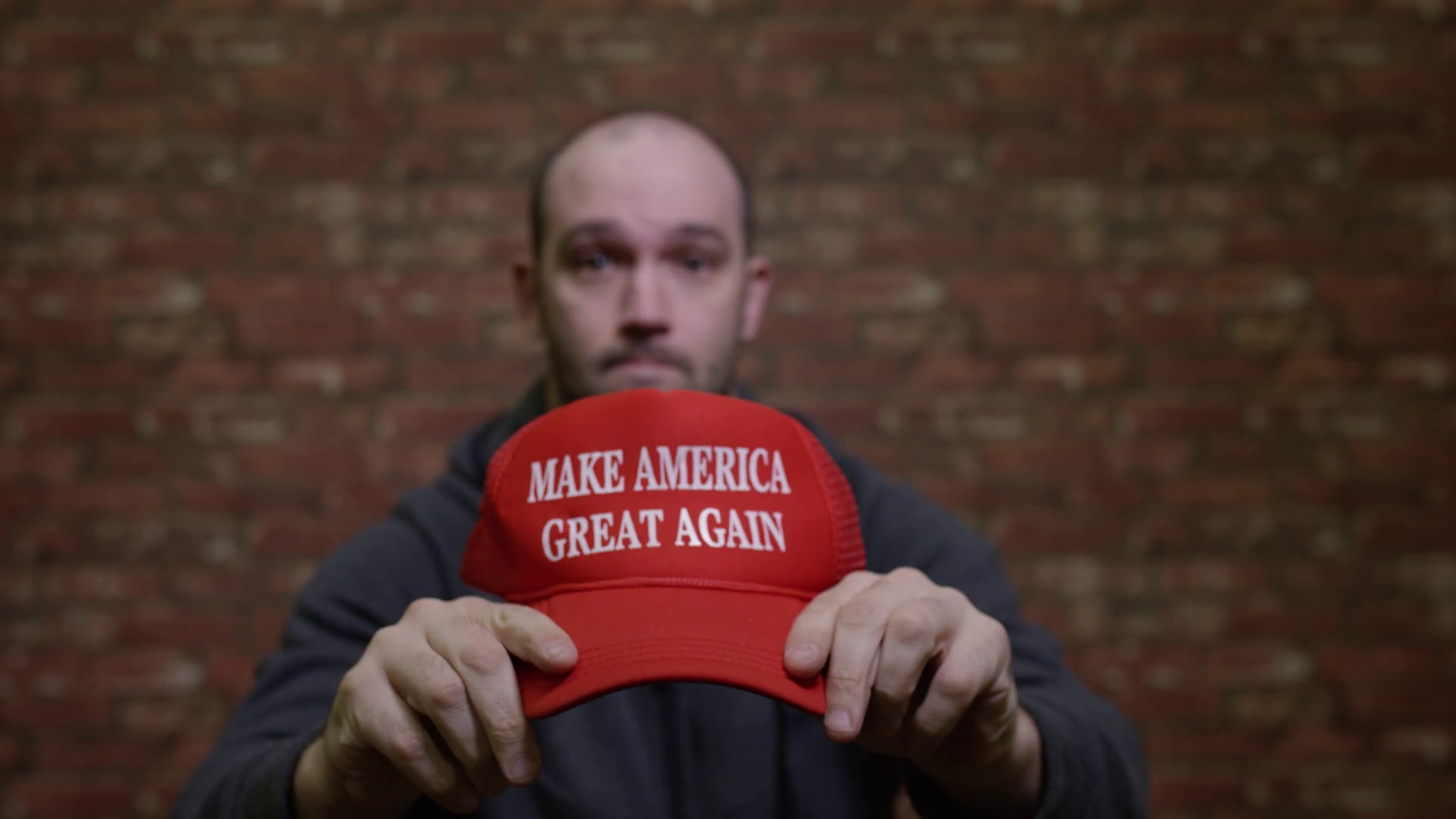 Maga Man Puts On Make America Great Again Hat Stock Footage SBV ...