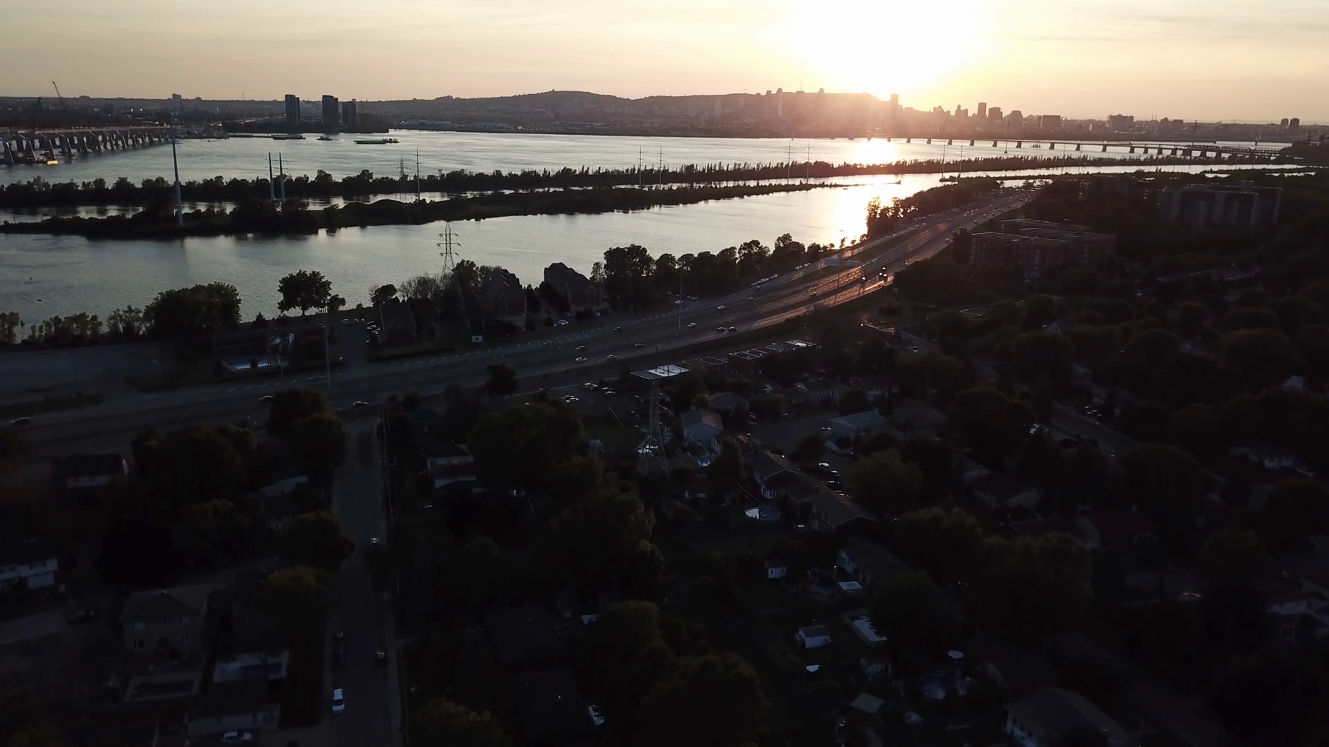 Montreal Suburb Skyline Aerial Sunset Stock Footage SBV-347543267 ...