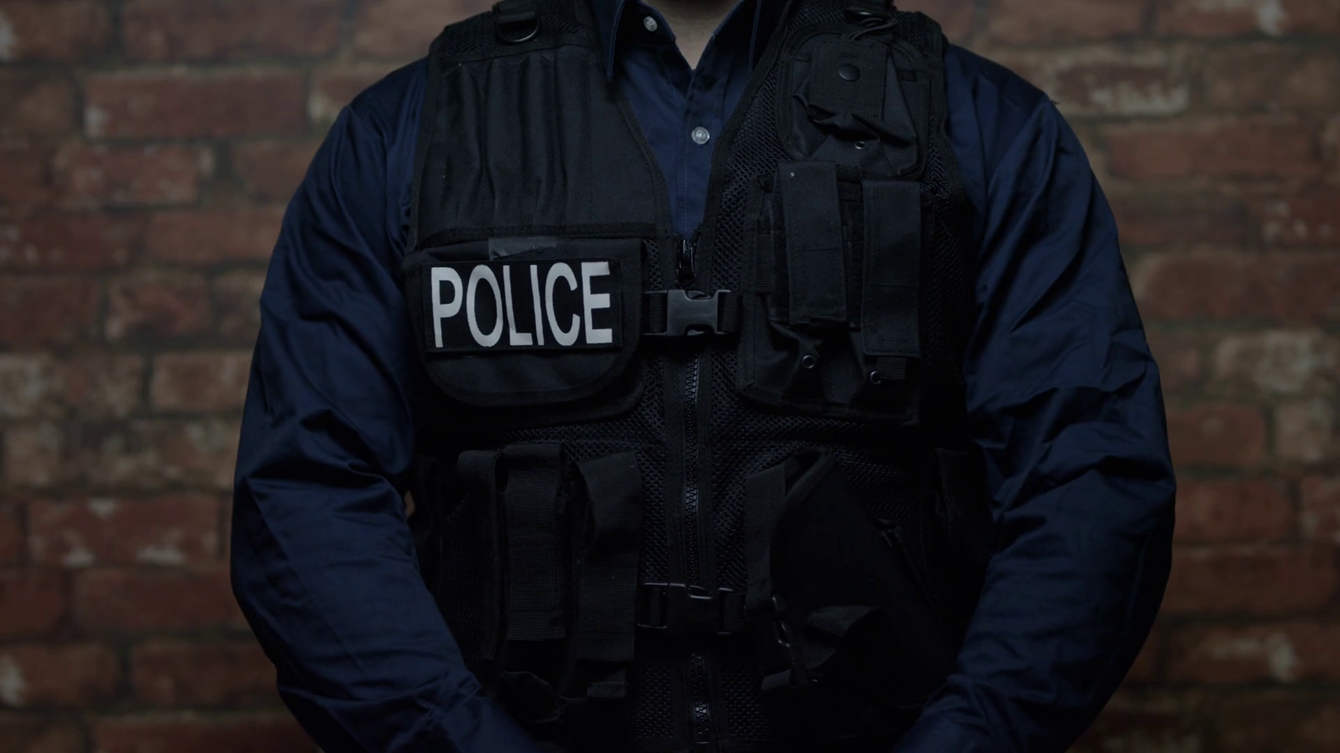 Officer Points To Police Symbol With Gun Stock Footage SBV-347543499 ...