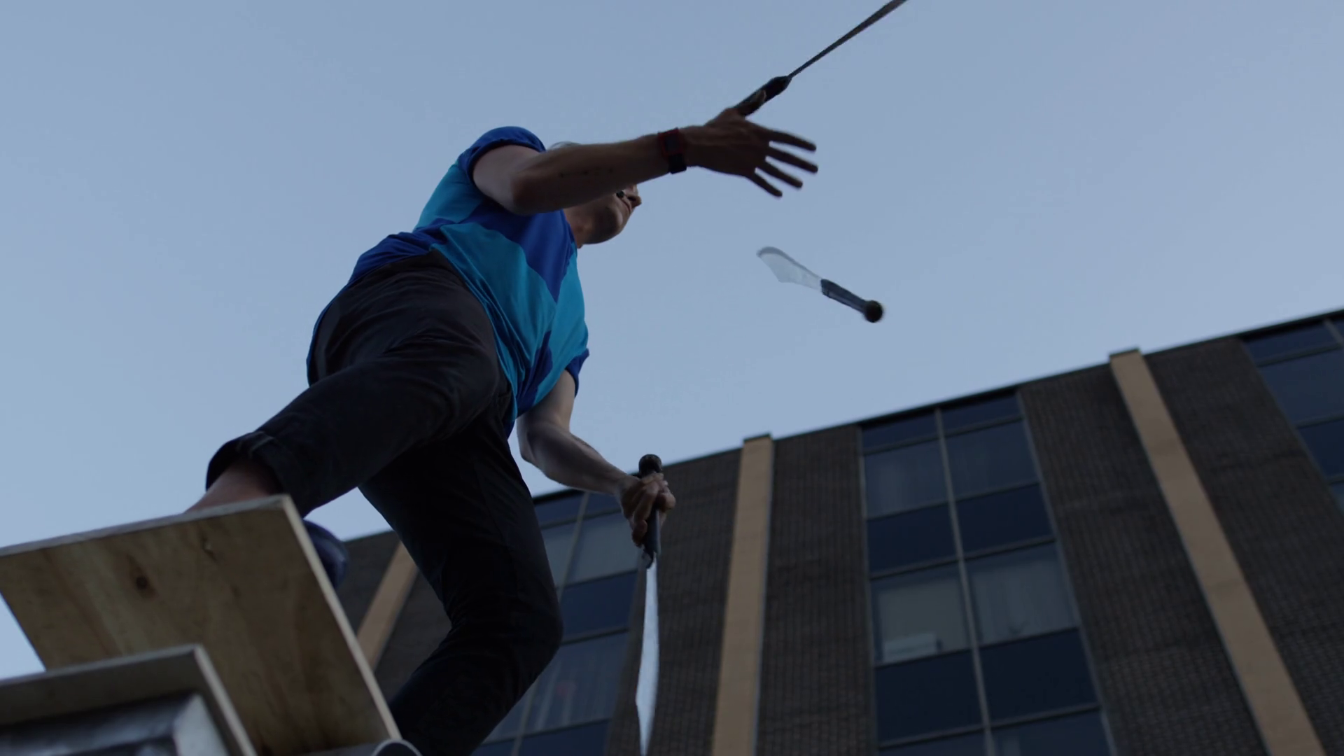 Outdoor Busker Juggler Ends Routine Juggling Stock Footage SBV ...