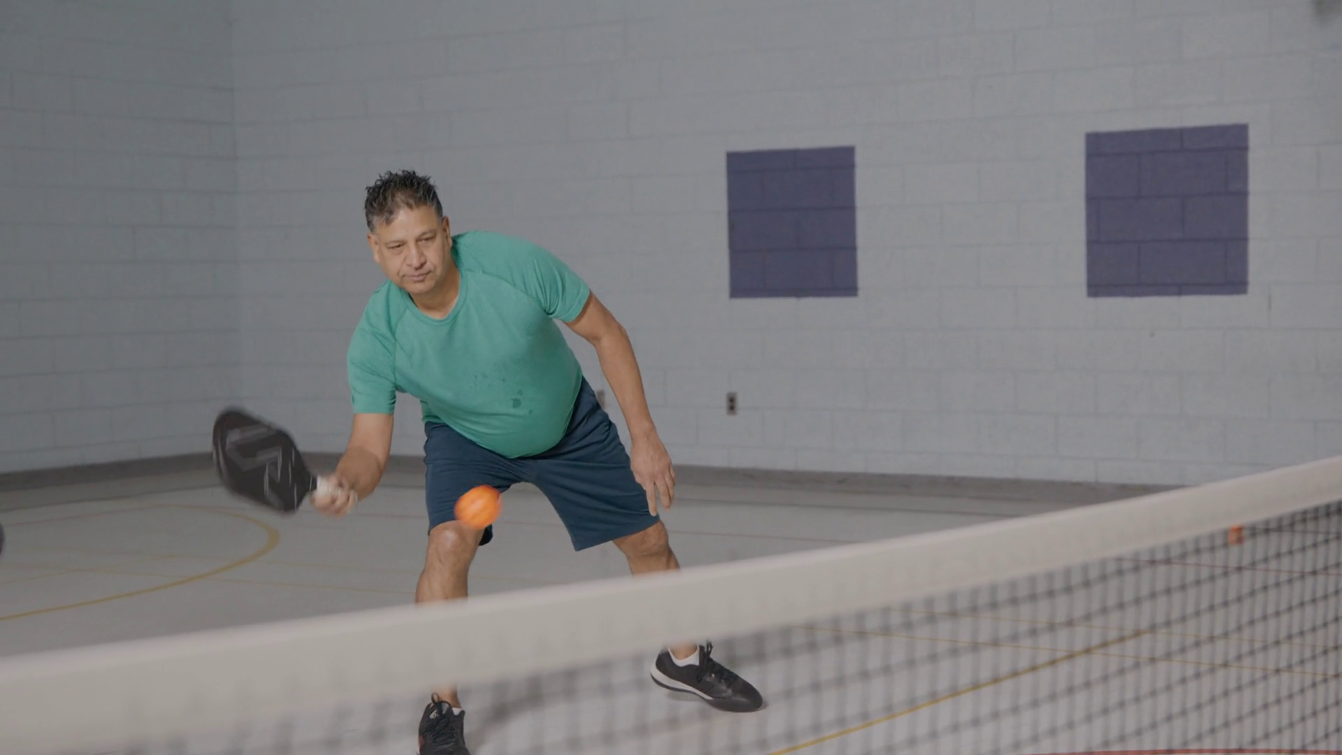 Pickle Ball Game Indian Man Slow Motion Gym Stock Footage SBV-351955778 ...