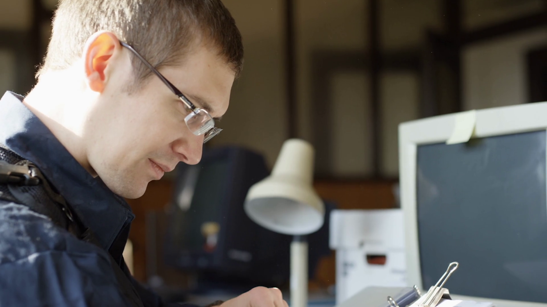 Police Officer Going Over Paperwork On Stock Footage SBV-348391823 ...