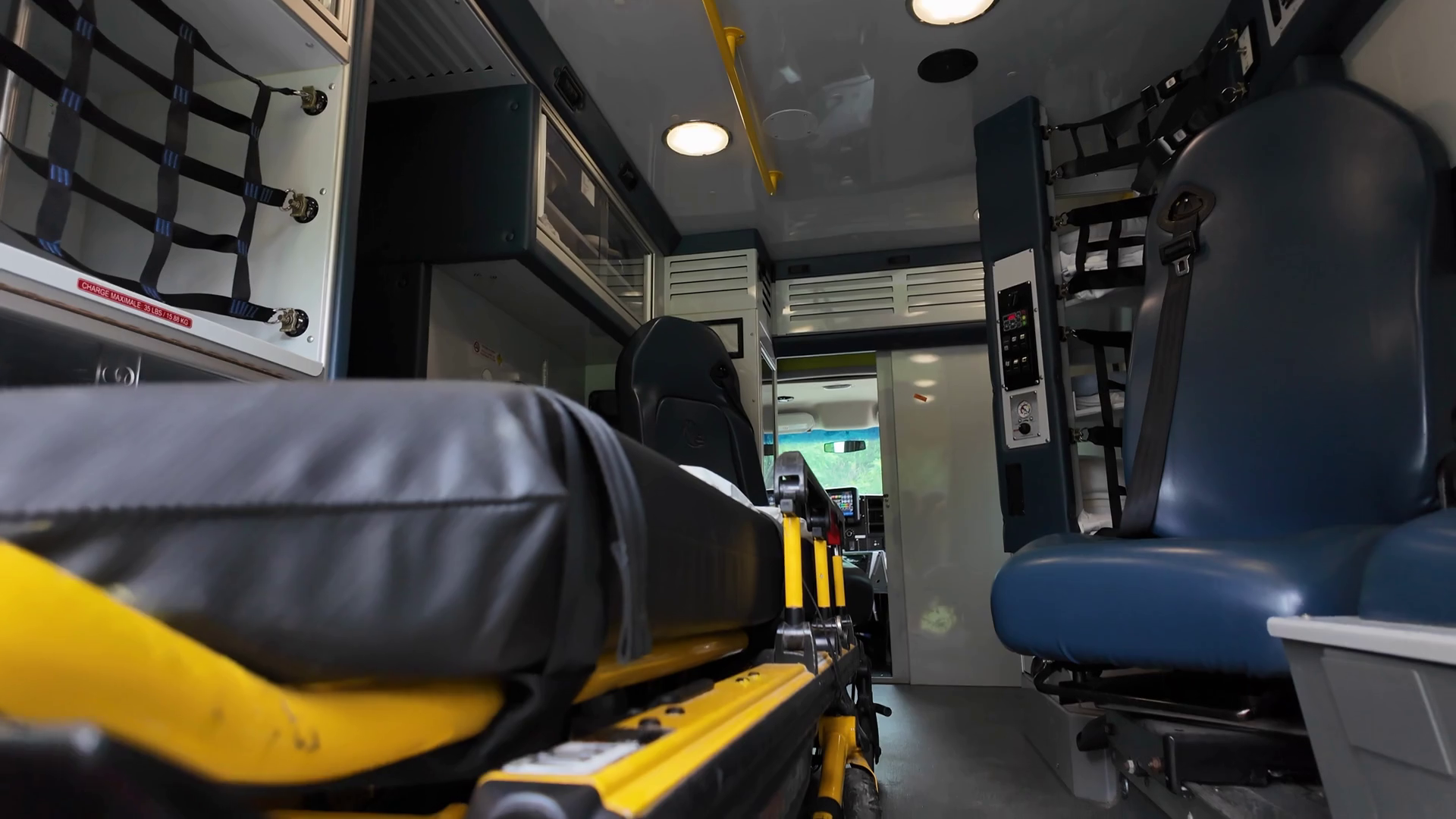 Rescue Services Inside Of Ambulance Tilt Down Stock Footage SBV ...
