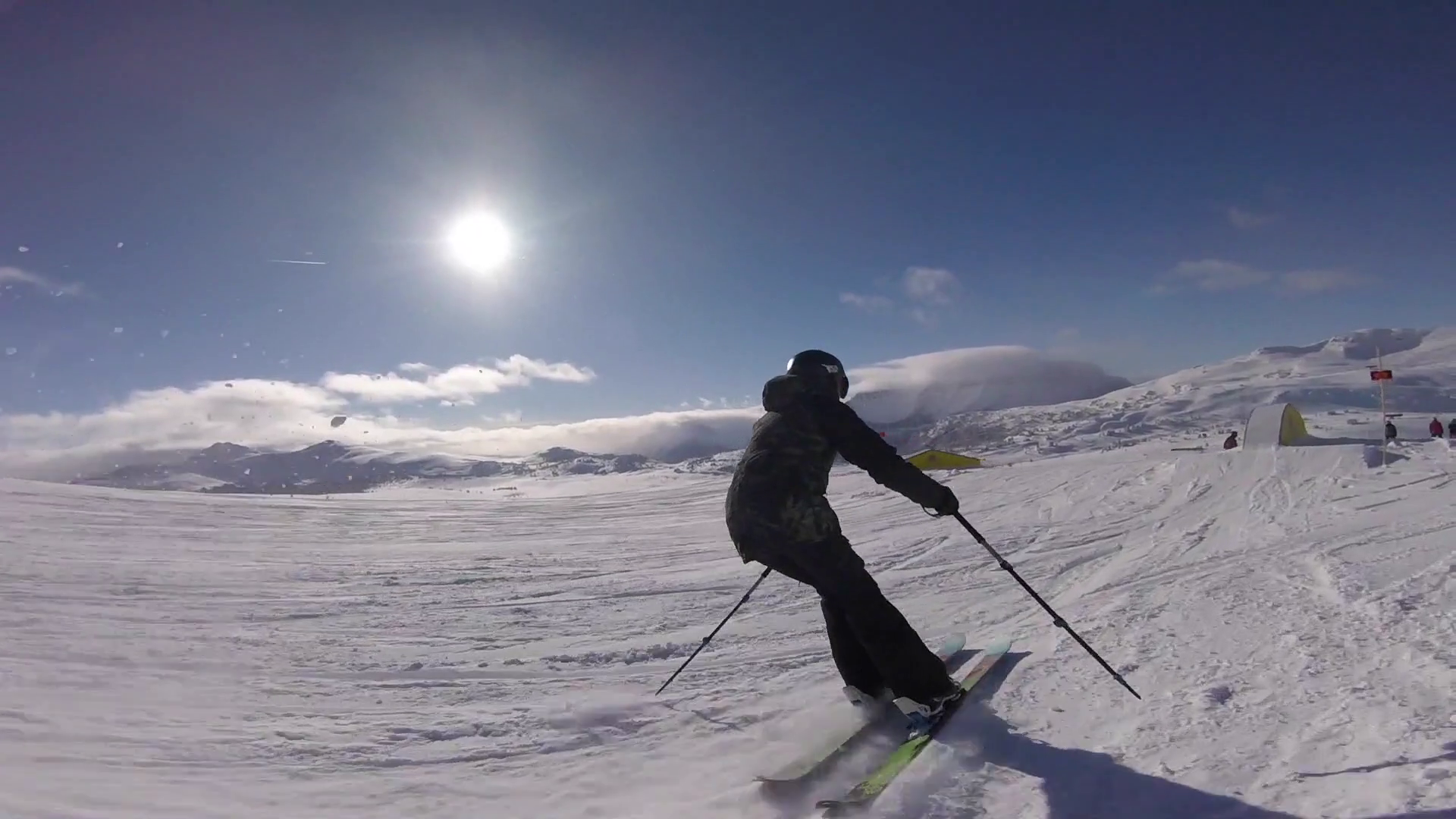 Skiing Woman Doing Tricks On Rails In Snow Stock Footage SBV-322264628 ...