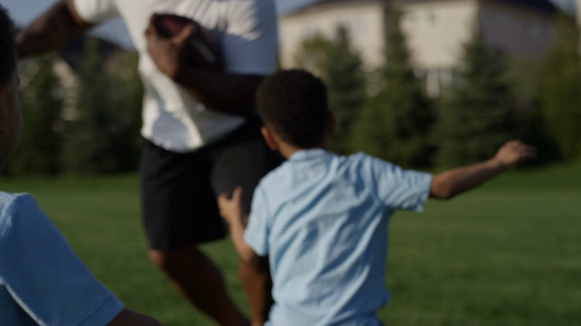 Sports Family Kids Trying To Tackle Dad Stock Footage SBV-347719113 ...