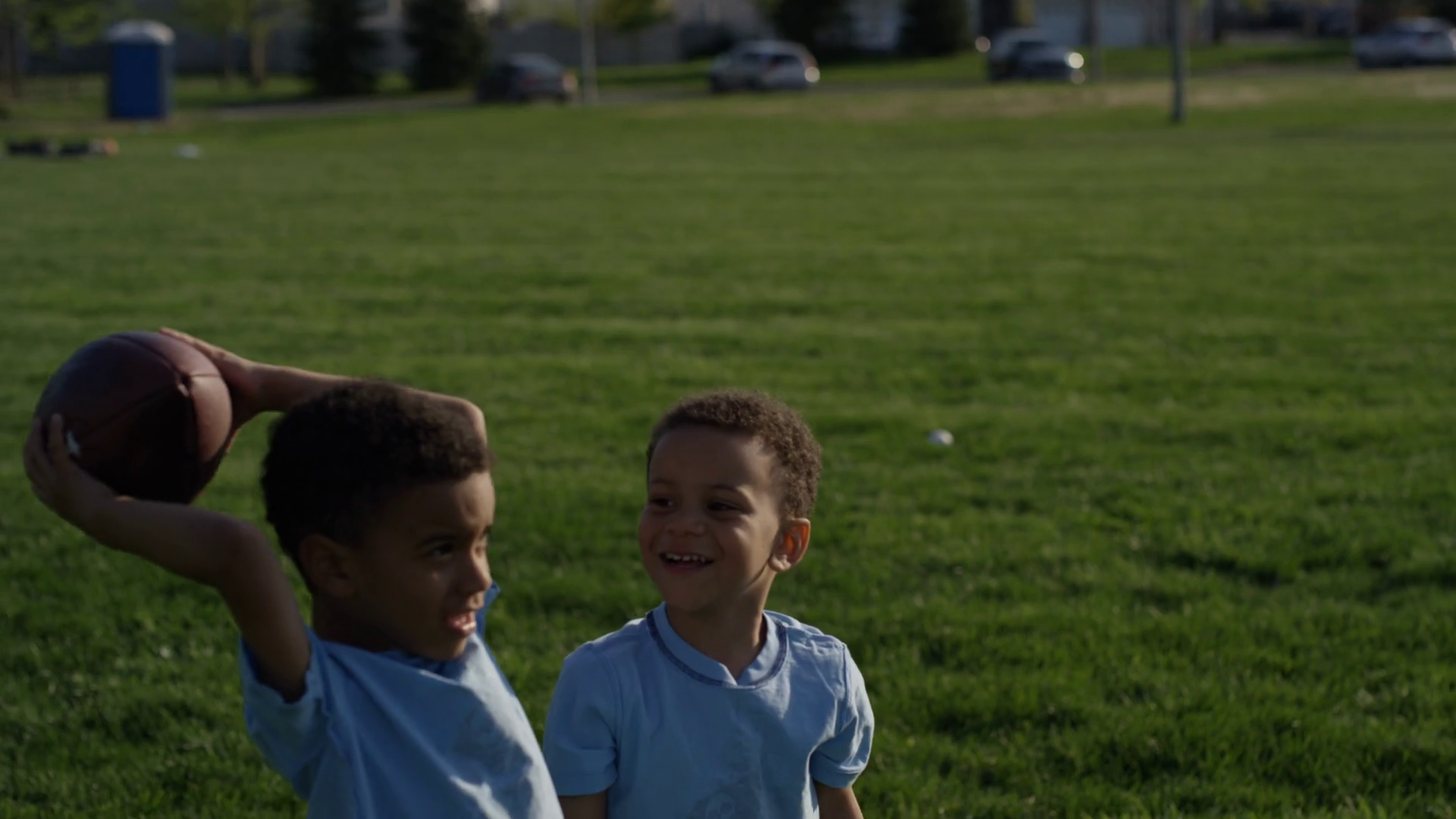 Sports Family Little Guys Throwing Football Stock Footage SBV-347719183 ...