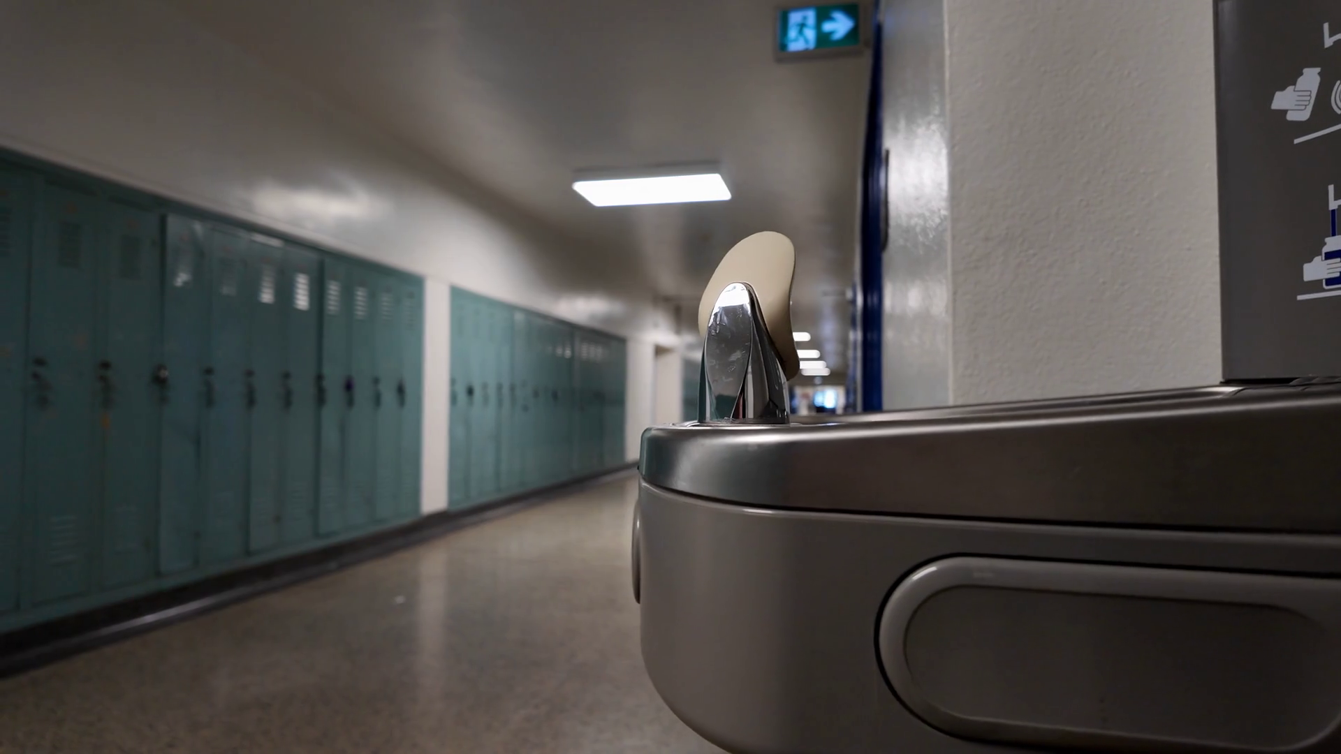 Water Fountain In School Classroom Hallway Stock Footage SBV-348774653 ...