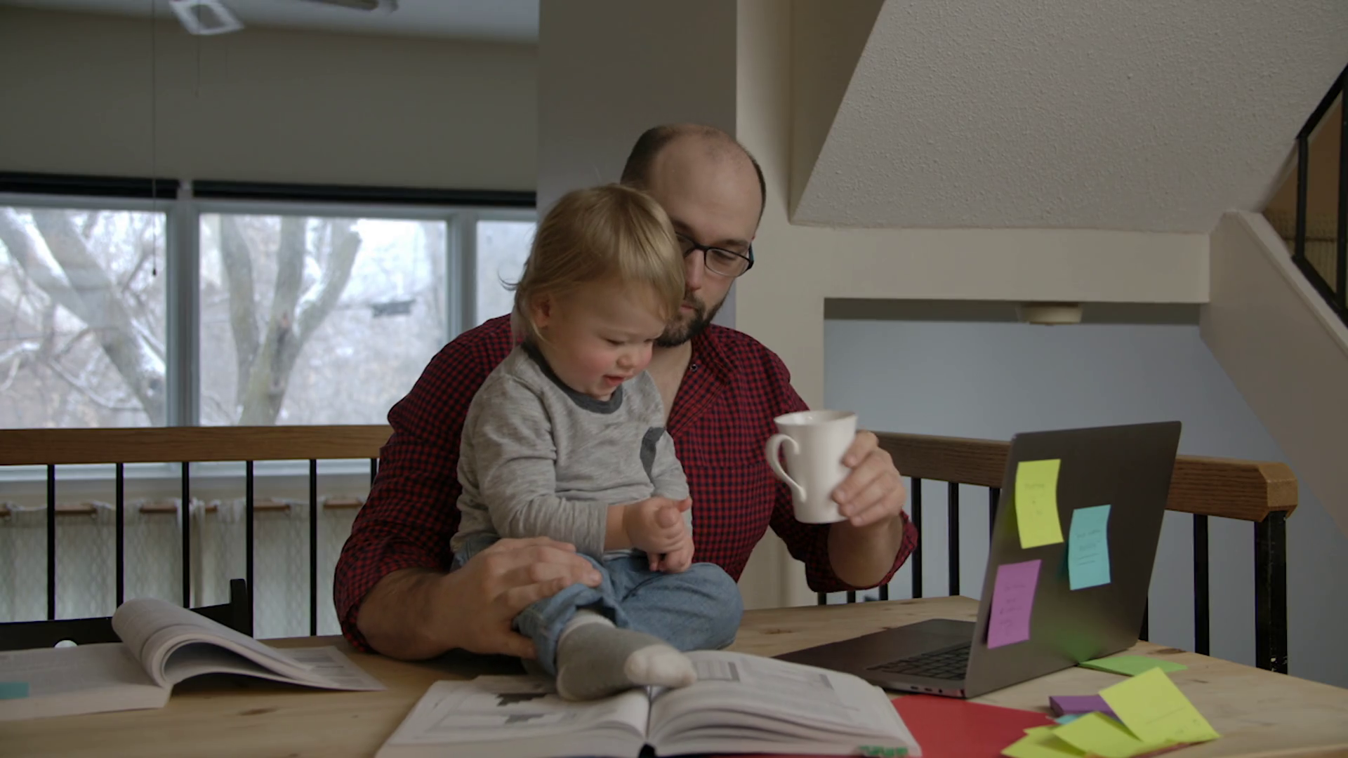 Work From Home Father Giving Son Sip Of Tea 1 Stock Footage SBV ...