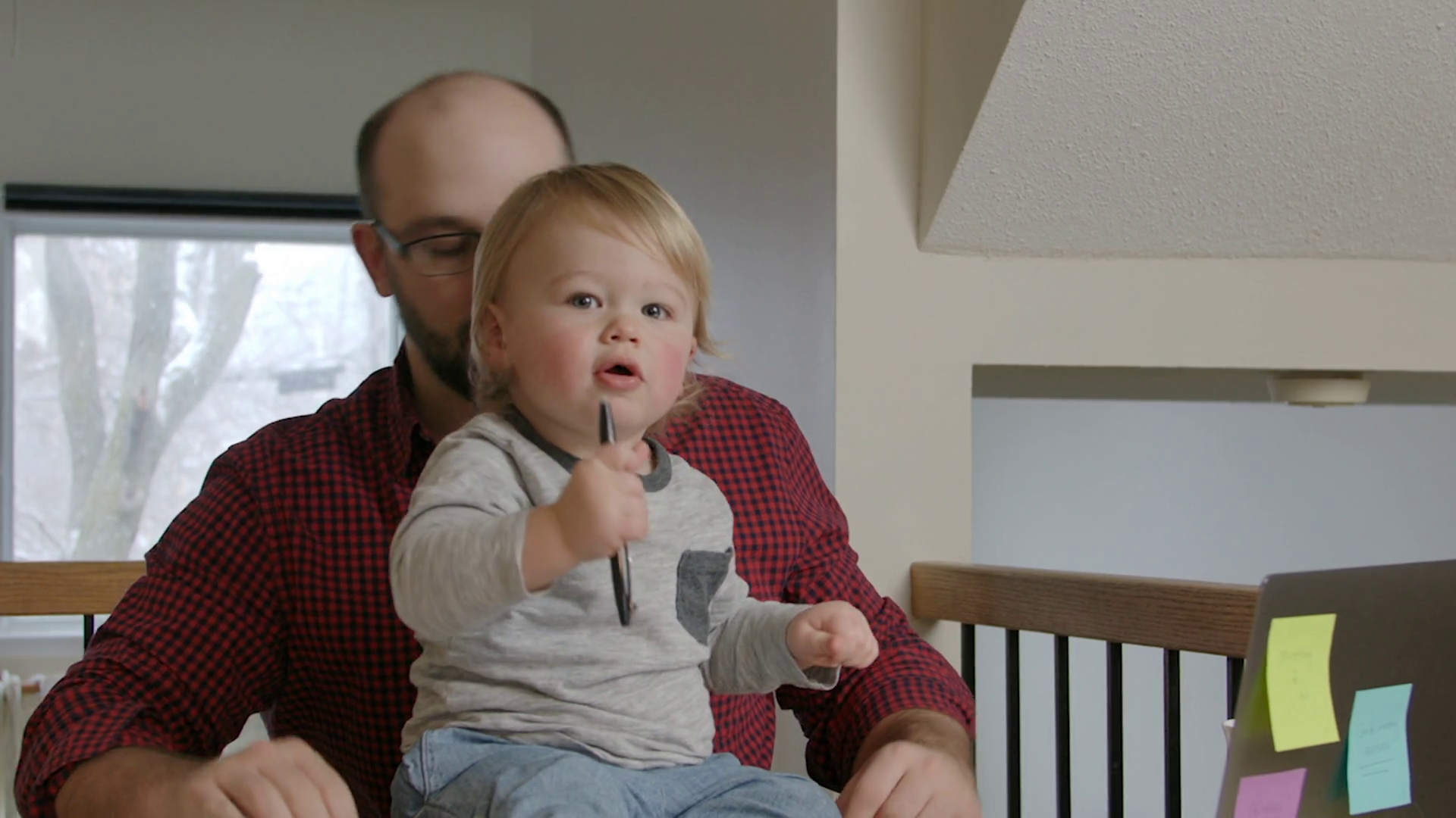 Work From Home Overwhelmed Dad Working From Stock Footage SBV-348570921 ...