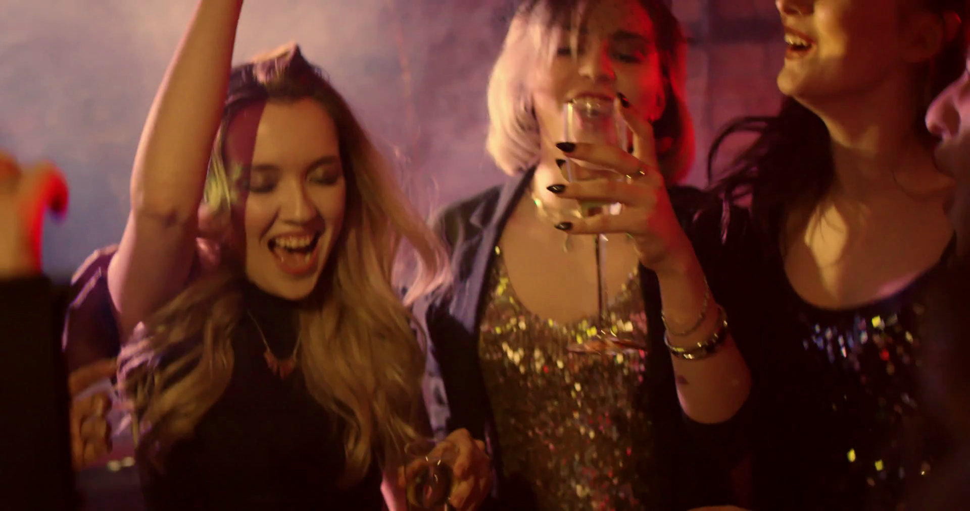 Girls Dancing With Glasses Of Champagne Stock Footage SBV-327753516 ...