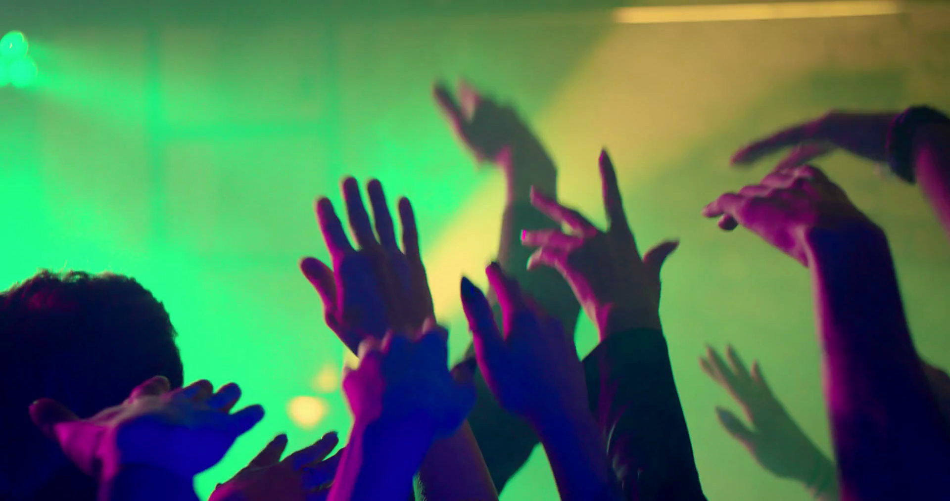 Hands at a Party in Slow Motion. Put your hands in the air! Friends ...