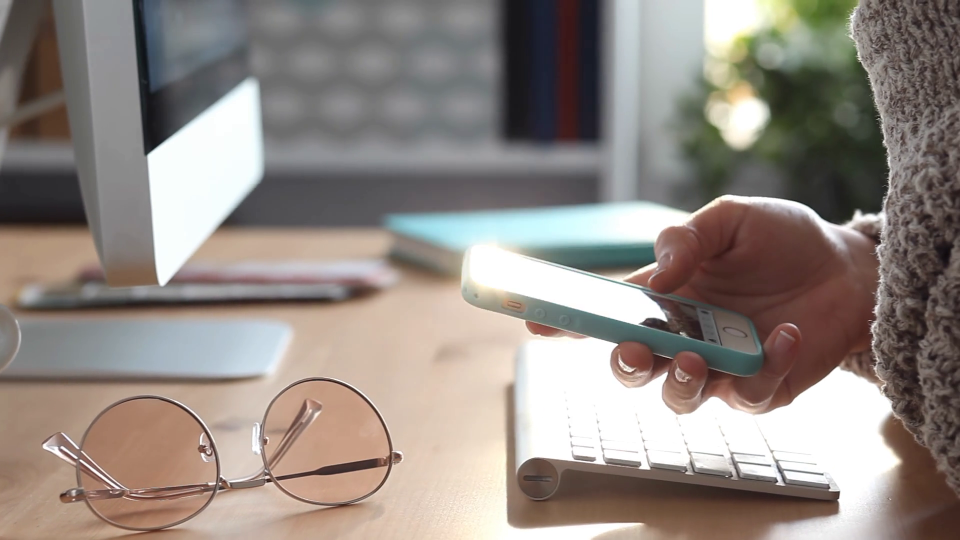 Young Woman Scrolling Using her Smartphone. Young woman scrolls the ...
