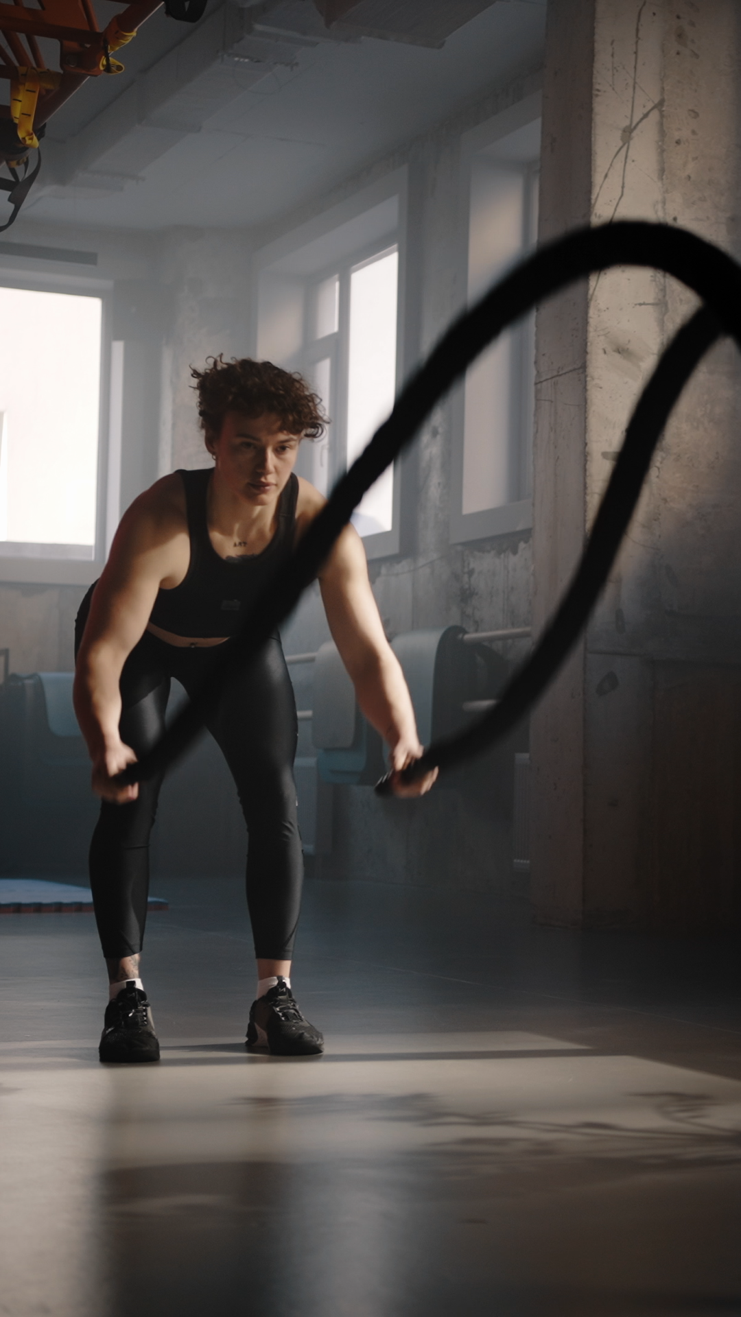 Motivated Woman Weightlifter Doing Stock Footage SBV-353105798 ...
