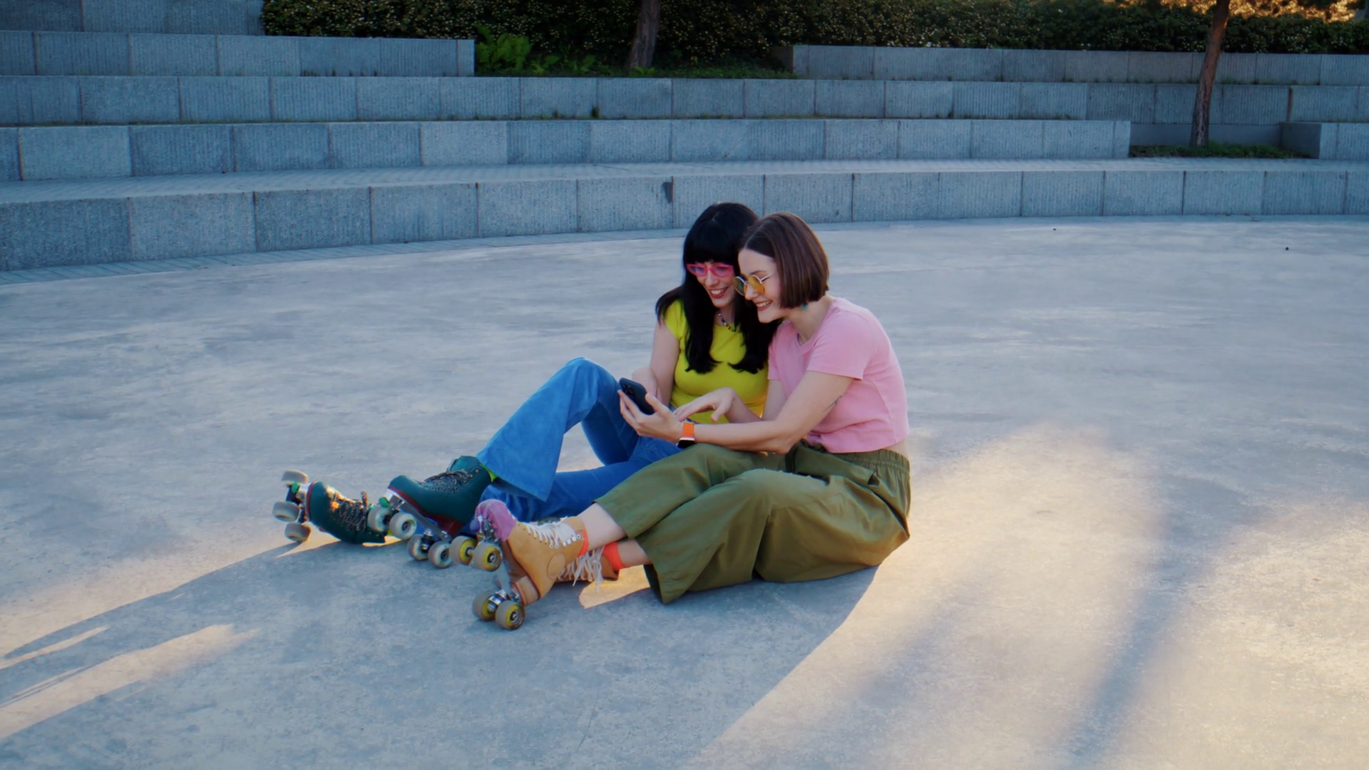 Joyful Young Women With Quad Skates Watch Stock Footage SBV-352950966 ...