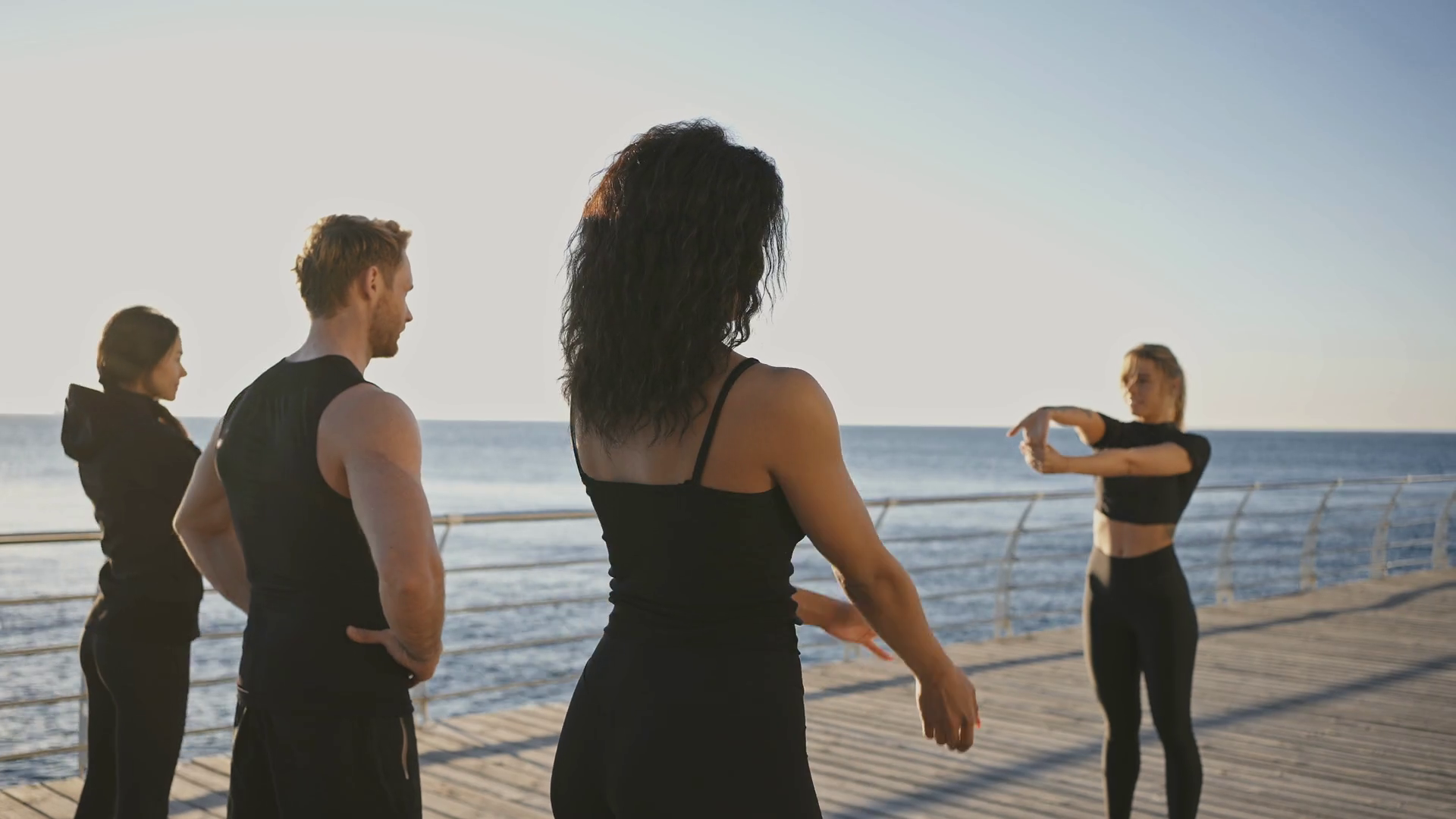 Fitness Instructor Showing Warm Up Exercises Stock Footage SBV ...