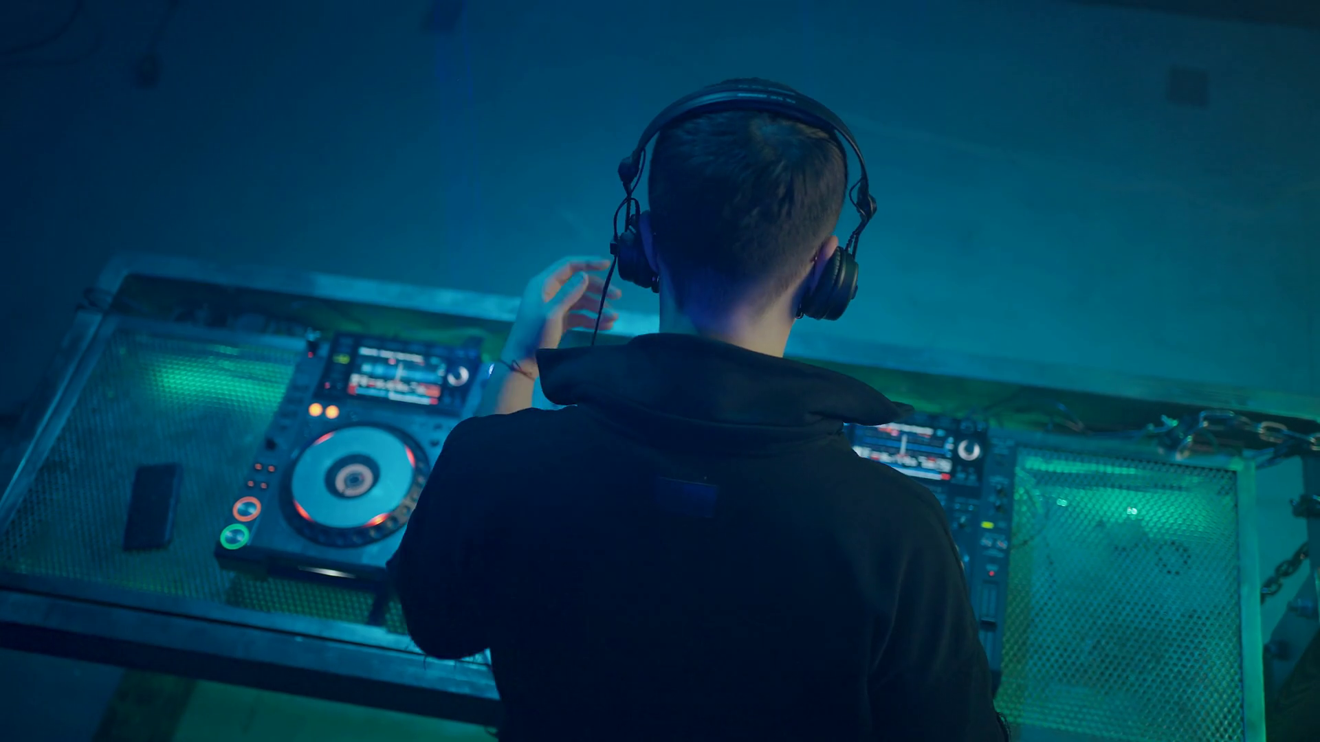Unknown Dj In Headphones Is Mixing Dance Stock Footage SBV-346798463 ...