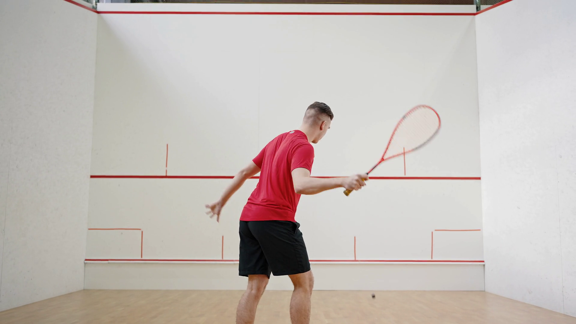 Athlete Trains Hitting Balls With Racket On Stock Footage SBV-347264555 ...