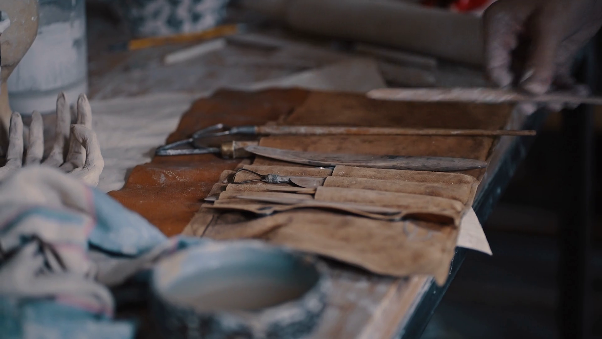 Master's Workplace With Work Tools Sculpting Stock Footage SBV ...