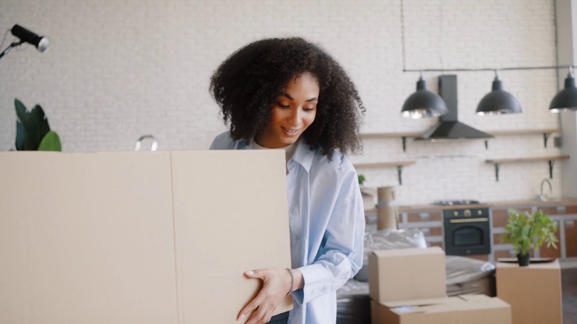 Happy Newlywed Couple Moving Into New House Stock Footage SBV-347447687 ...