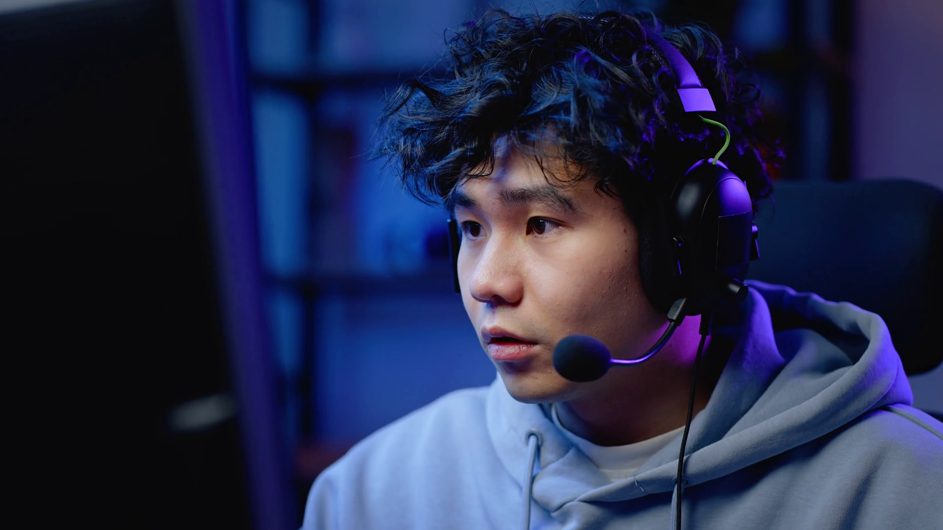 Headshot Young Asian Male Gamer Watching Stock Footage SBV-347573881 ...