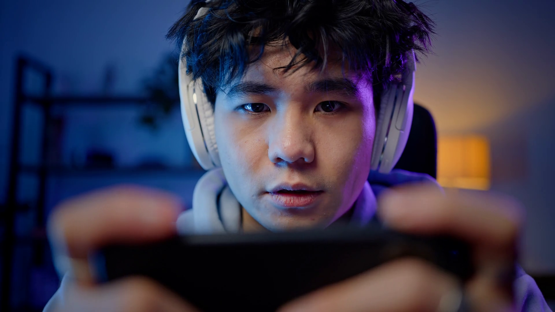 Closeup Portrait Asian Professional Gamer In Stock Footage SBV ...