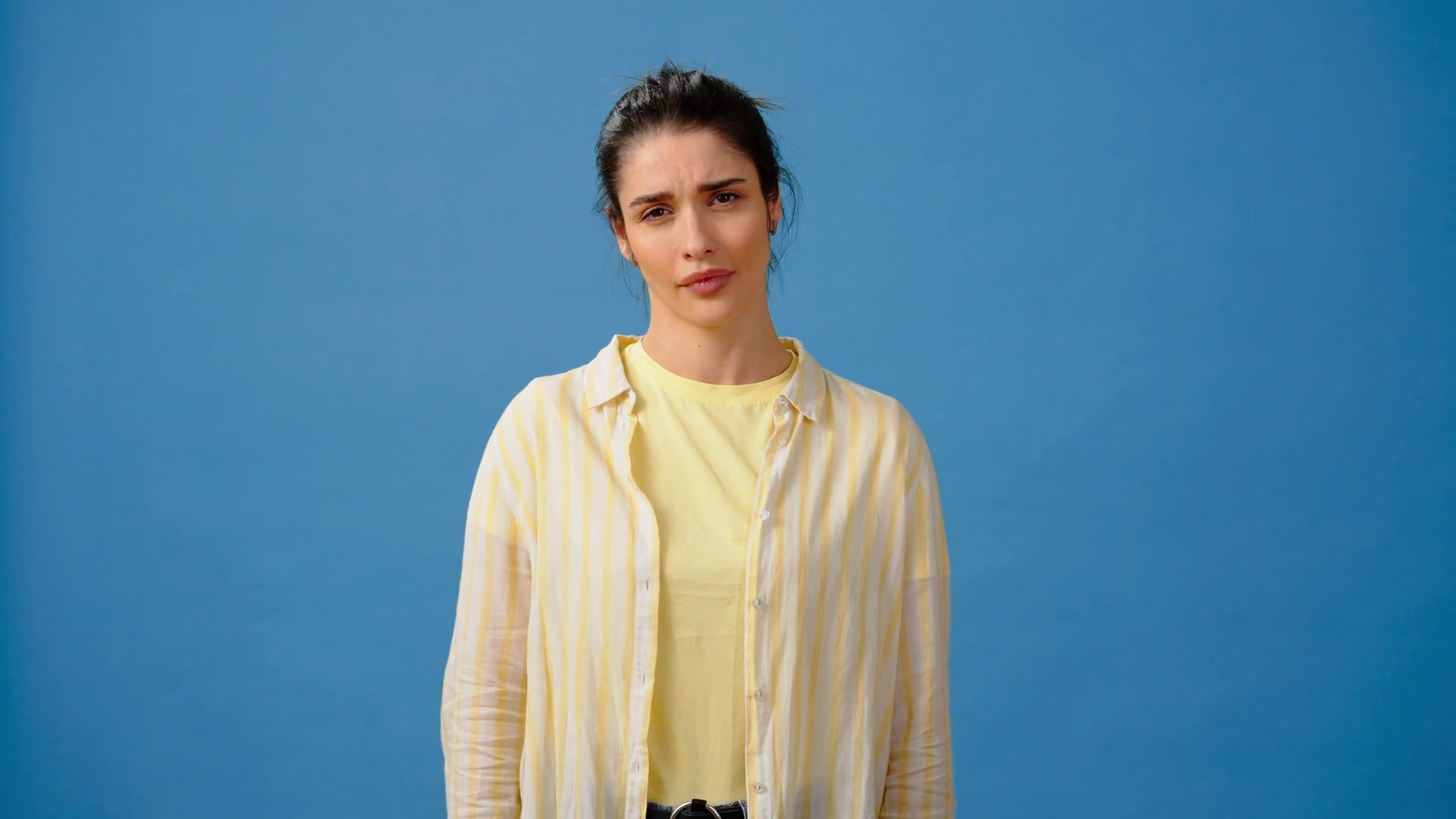 Woman Listens With Frown Rejects Accusation Stock Footage SBV-347742500 ...