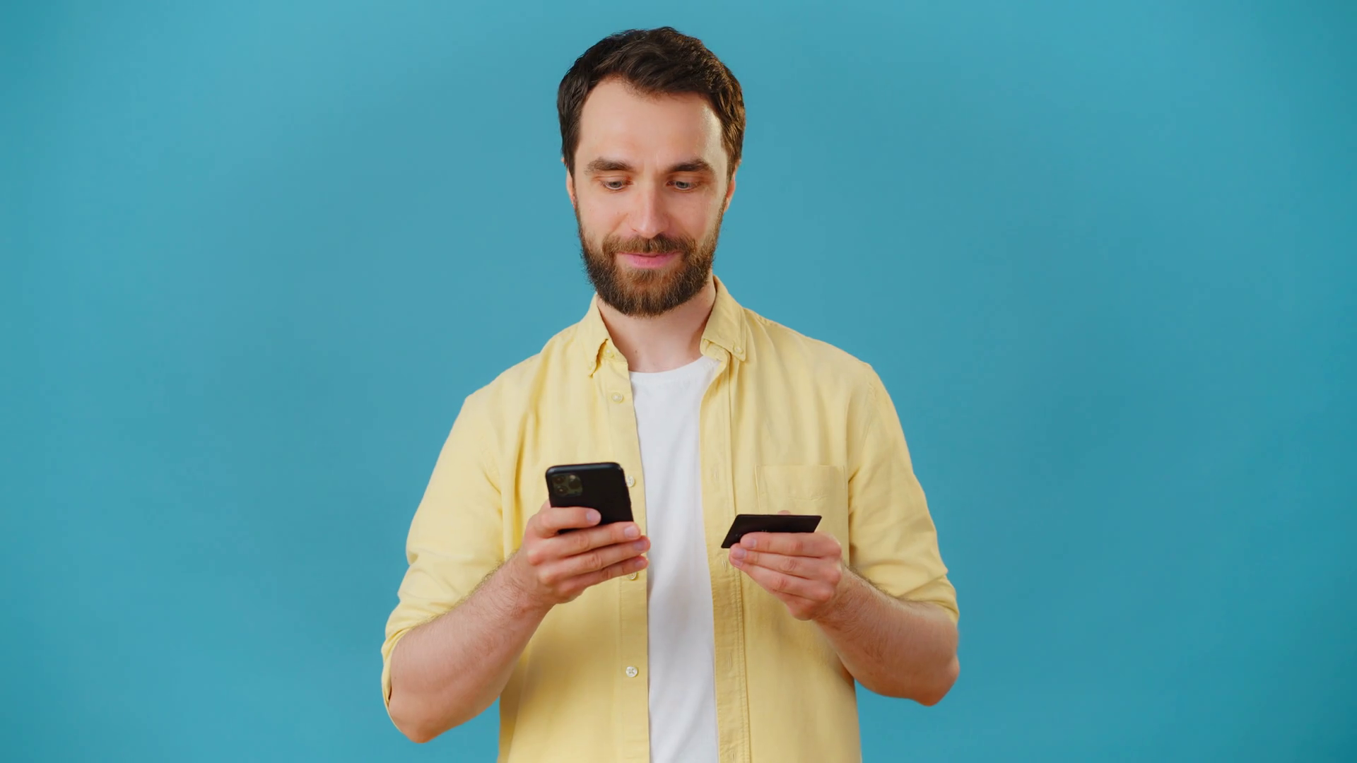 Man Enters Credit Card Details Into Phone To Stock Footage SBV ...
