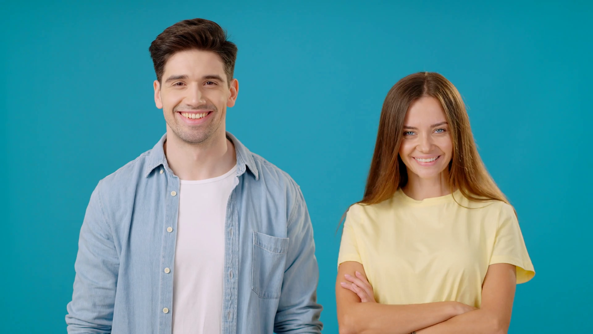 Young Couple In Love Smiles Happily Bumps Stock Footage SBV-347785528 ...