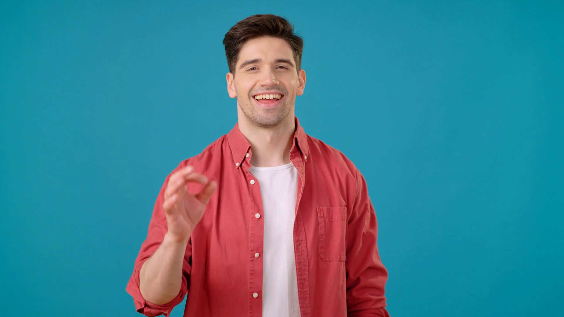 Smiling Man Shows Okay Signs With Fingers Stock Footage SBV-348367907 ...