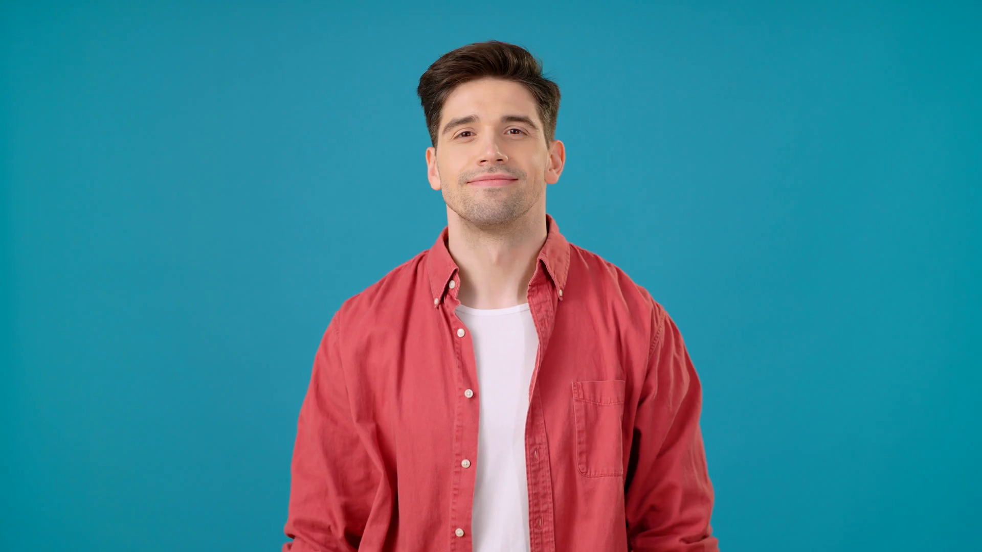 Pleasant Man With Cute Face Expression Makes Stock Footage SBV ...