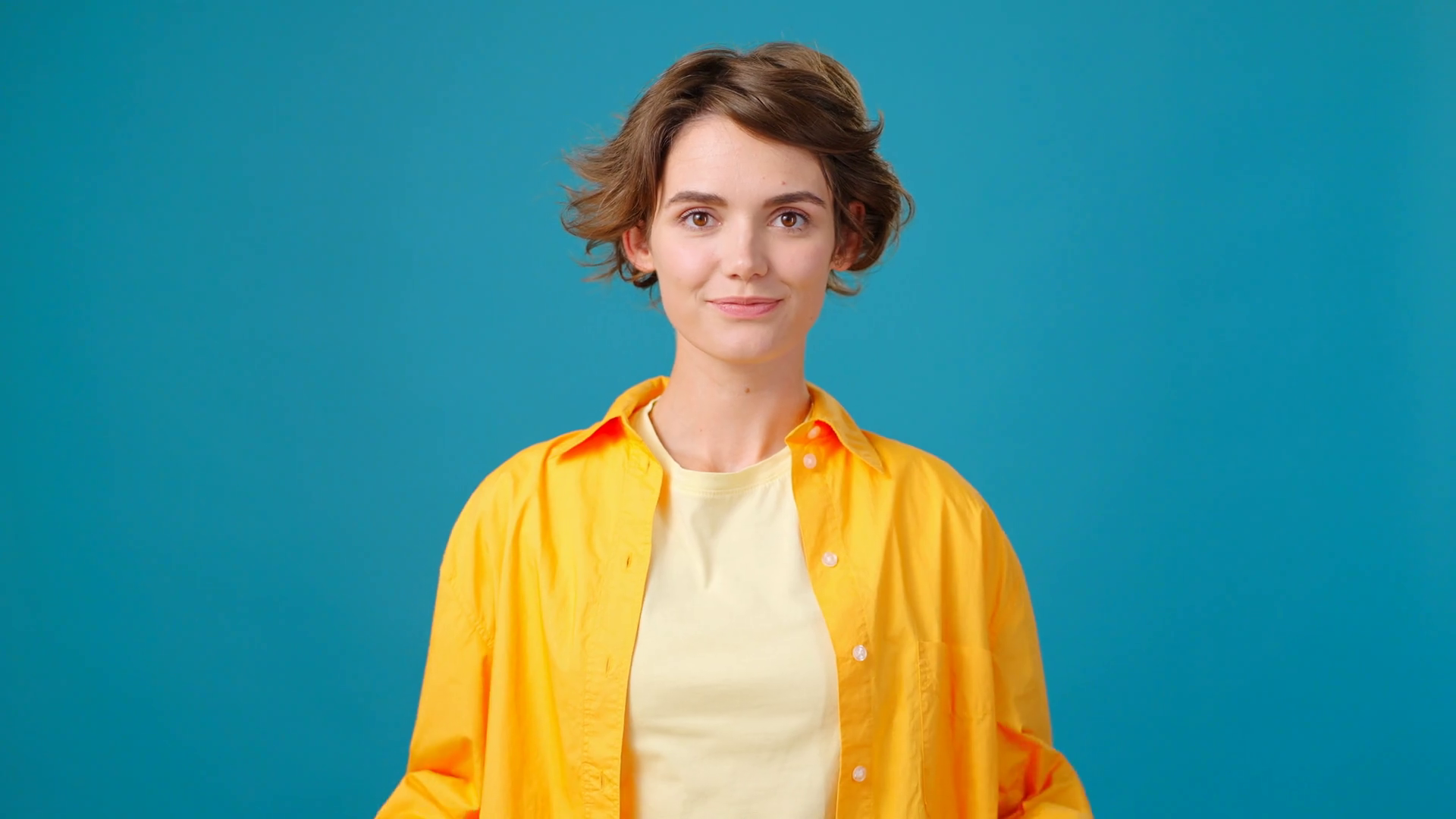 Positive Woman Shows Red Sign With Words Stock Footage SBV-347796112 ...