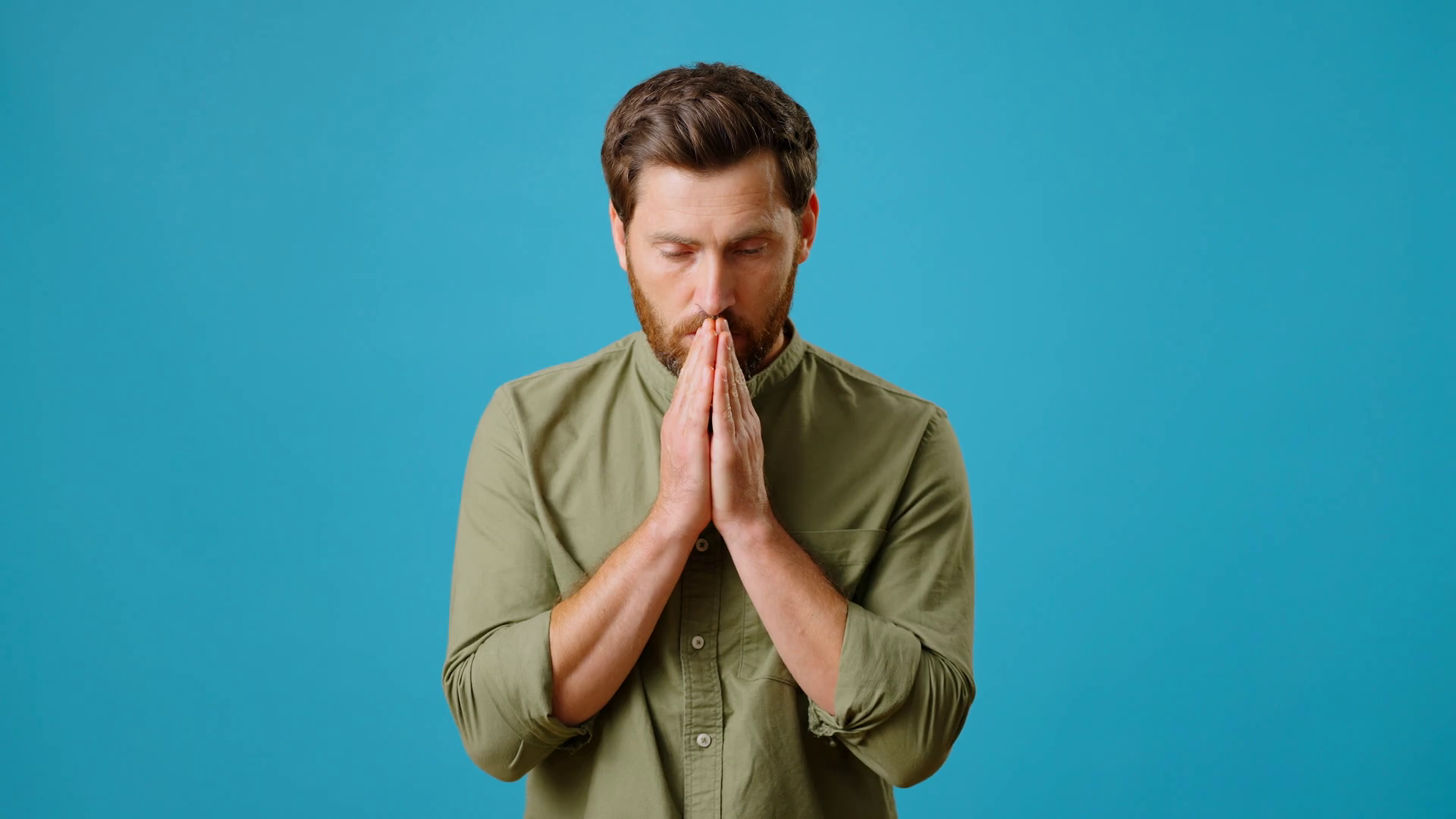 Man Tries To Calm Down Holding Hands In Stock Footage SBV-347802052 ...