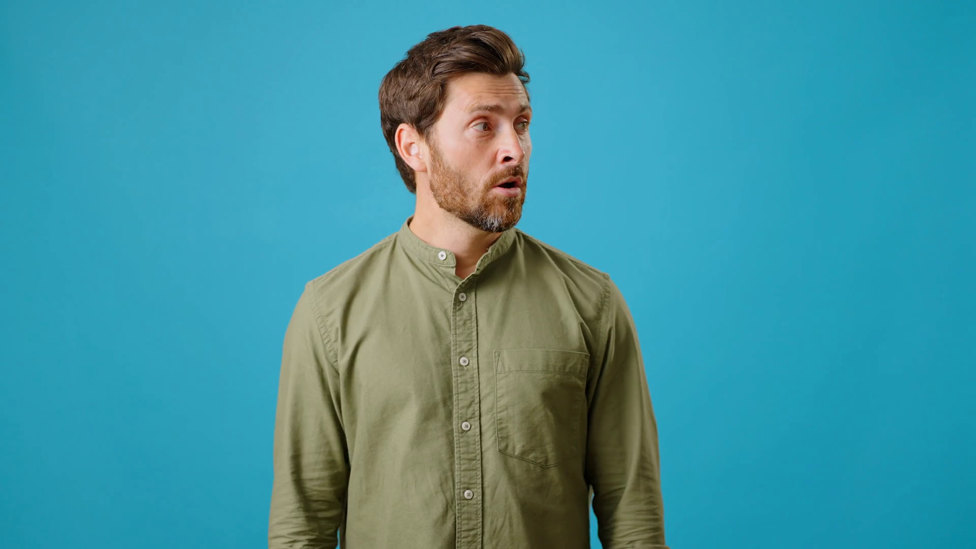 Aggressive Bearded Man Looks Around Shouts Stock Footage SBV-347802247 ...