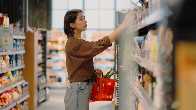 Woman Shopping In Grocery Store Stock Footage: Royalty-Free Video Clips ...