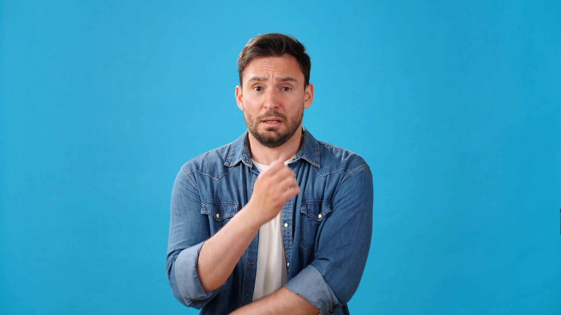 Nervous Young Man Takes Deep Breath Trying Stock Footage SBV-348507114 ...