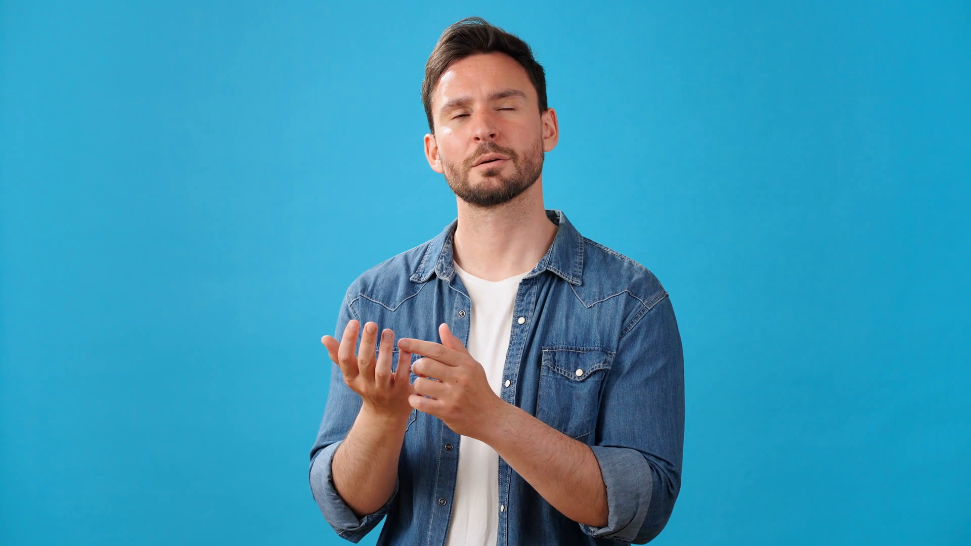 Pensive Bearded Man Bends Fingers Counting Stock Footage SBV-348507277 ...