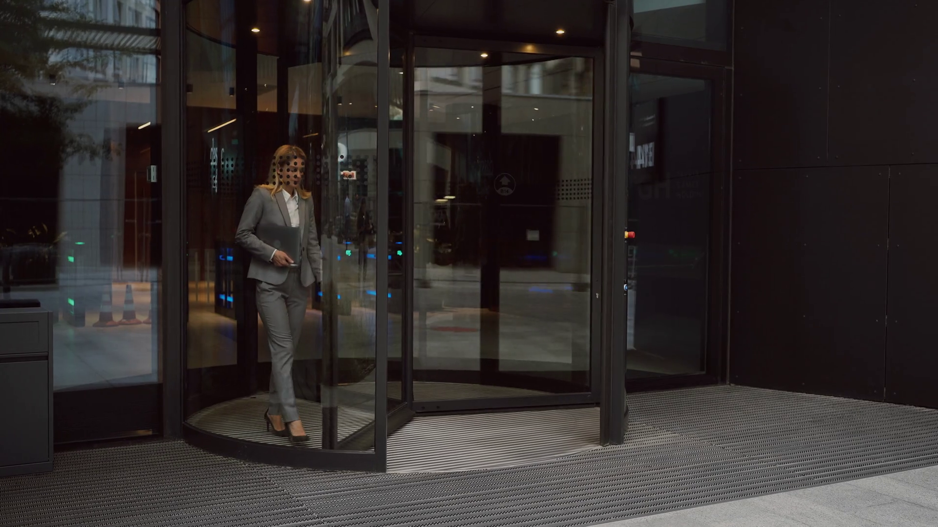 Woman With Laptop Leaving Office Through Stock Footage SBV-348524020 ...