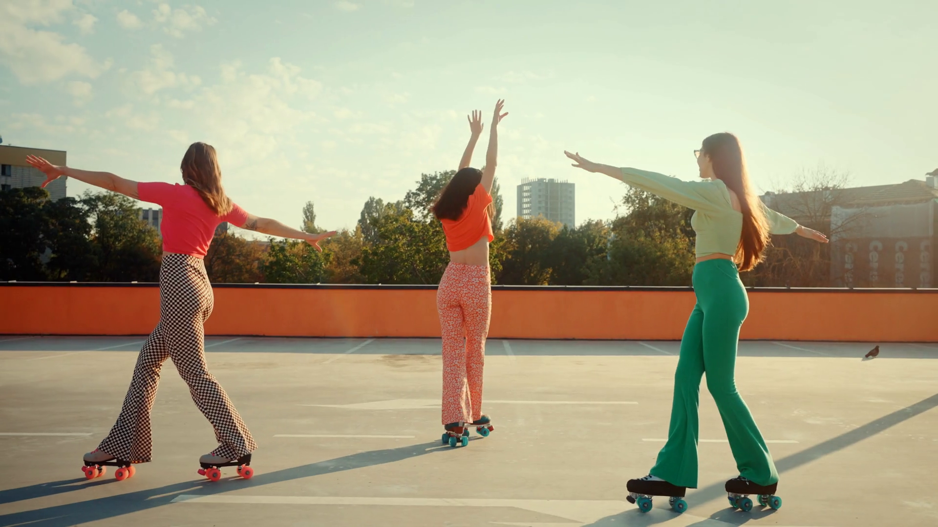 Beautiful Female Hippies Riding Roller Stock Footage SBV-348606564 ...