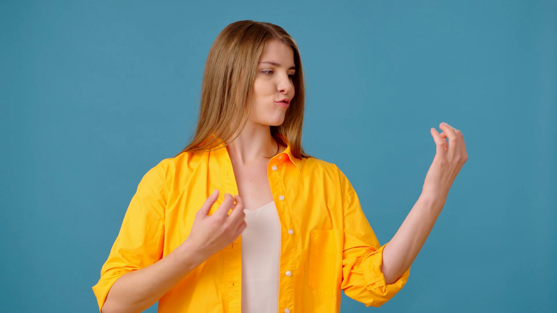 Woman Adds Expressive Movements To Enhance Stock Footage SBV-348687068 ...