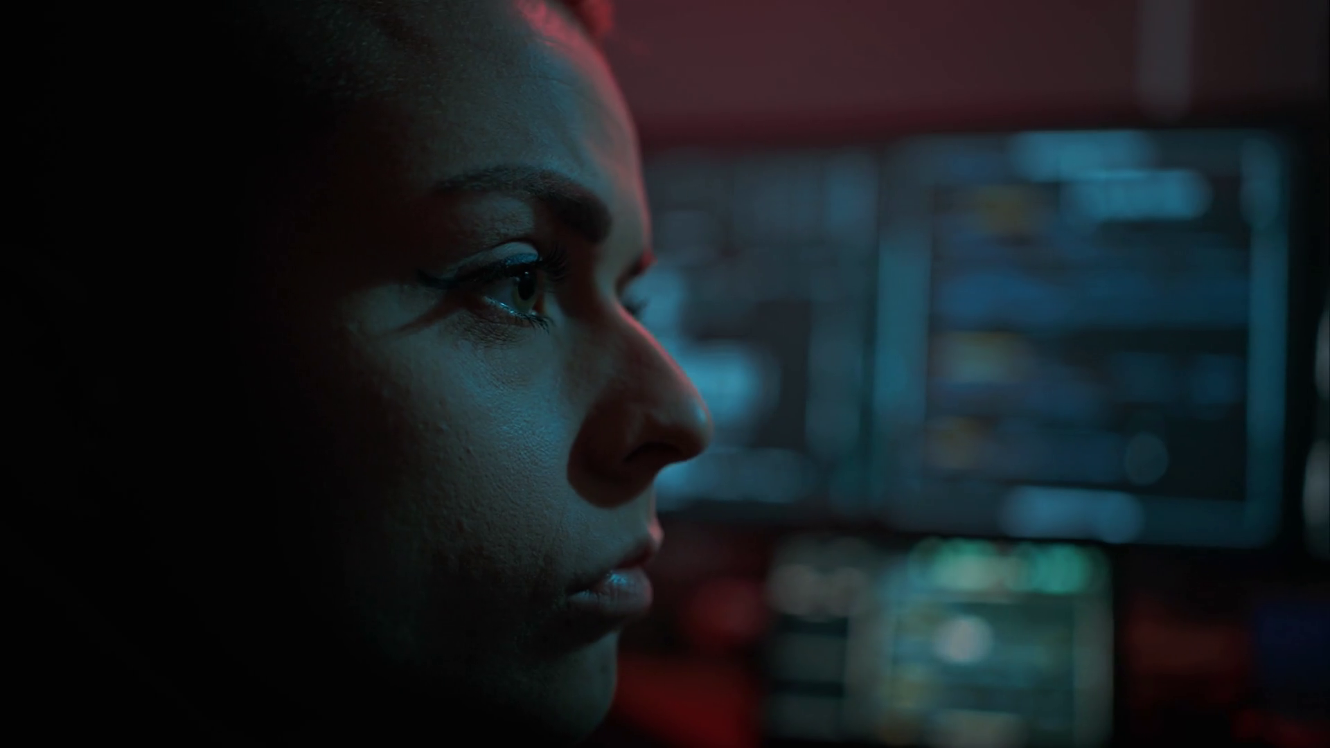 Woman Cyber Intruder Observes Server Stock Footage SBV-348833062 ...