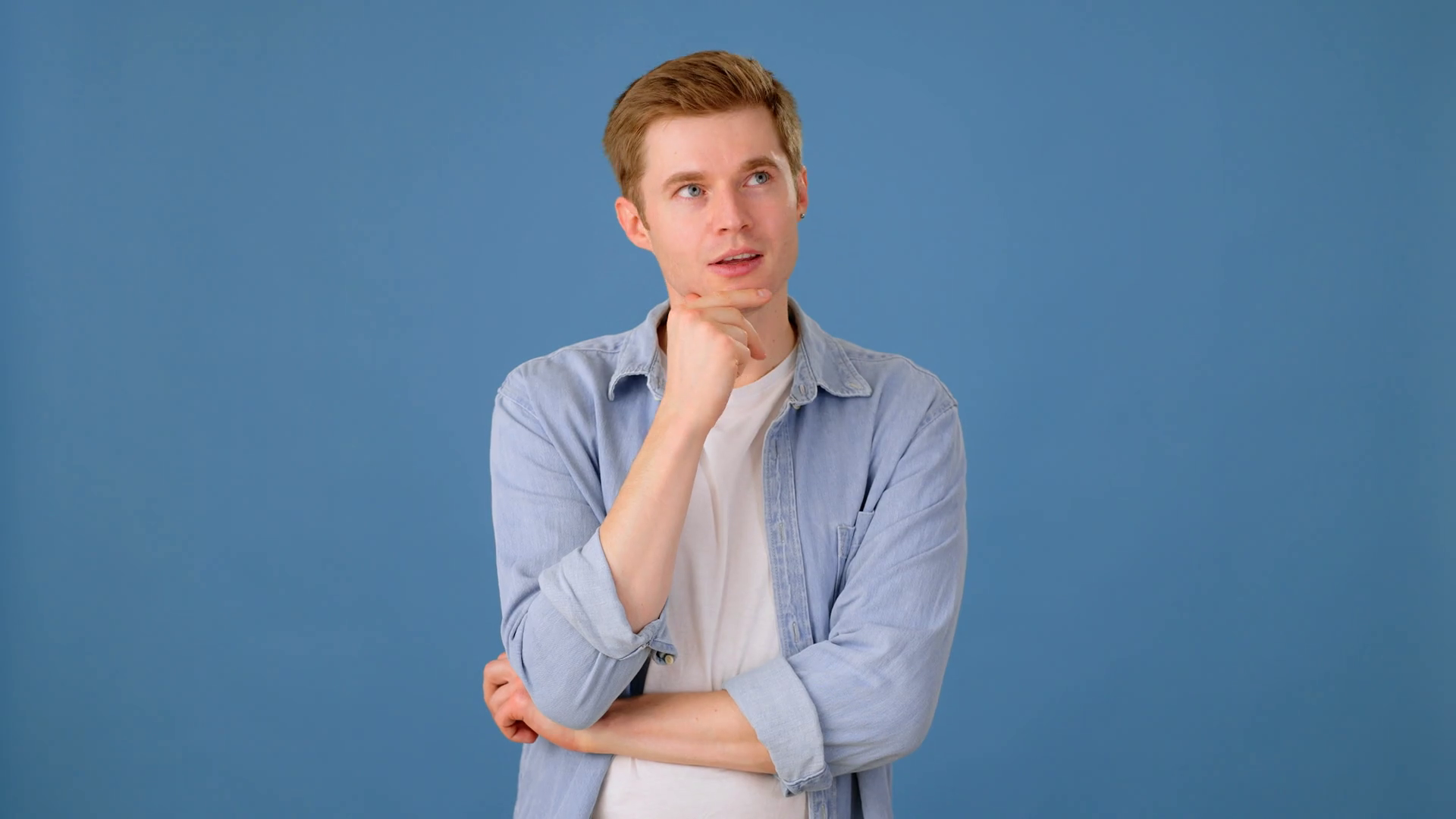 Concerned Guy Getting Idea Thinking In Studio Stock Footage SBV ...