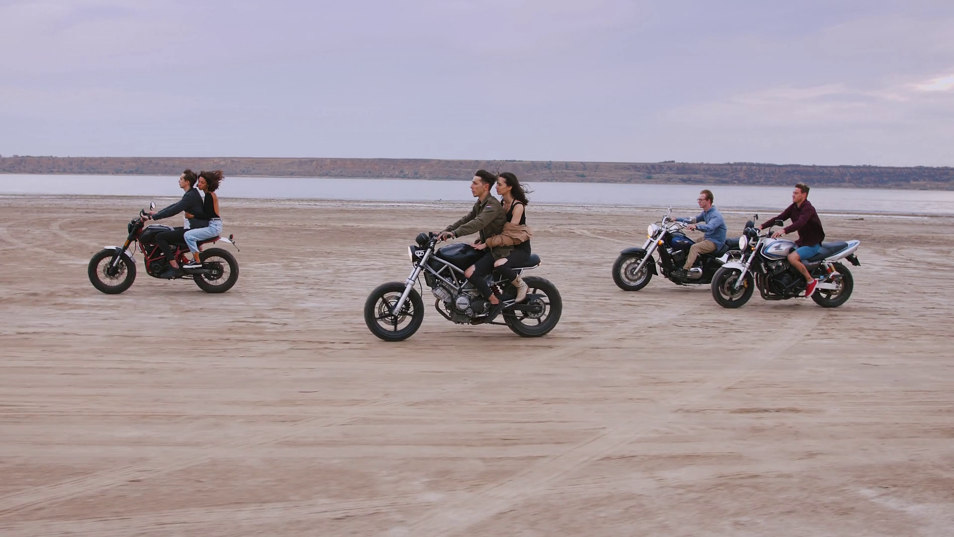 Group Of Young People Riding Motorbikes On Stock Footage SBV-338255680 ...