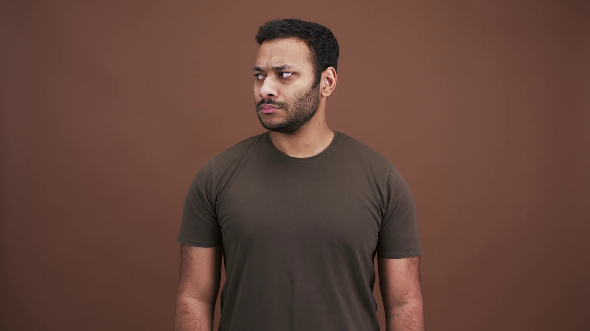 Grumpy Indian Man Looking Around Folding Stock Footage SBV-338964877 ...