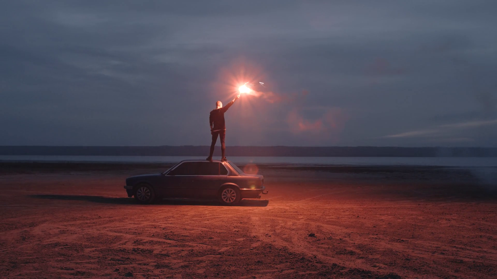 Cinematic Shot: Young Man Standing On Car Stock Footage SBV-338255078 ...